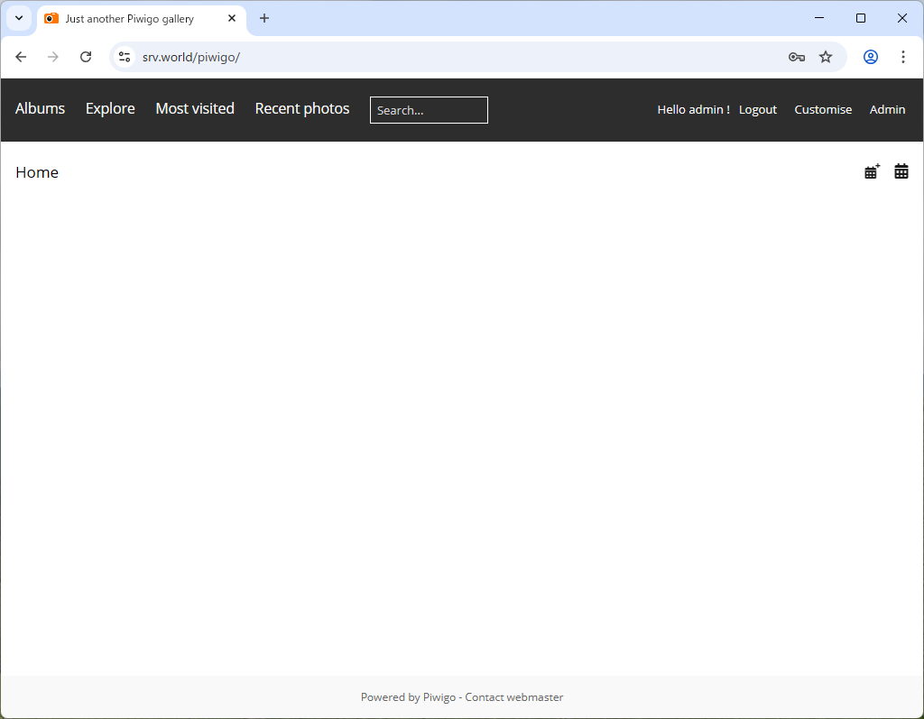 CentOS Stream 10 : Apache httpd : フォトギャラリー : Piwigo : Server World