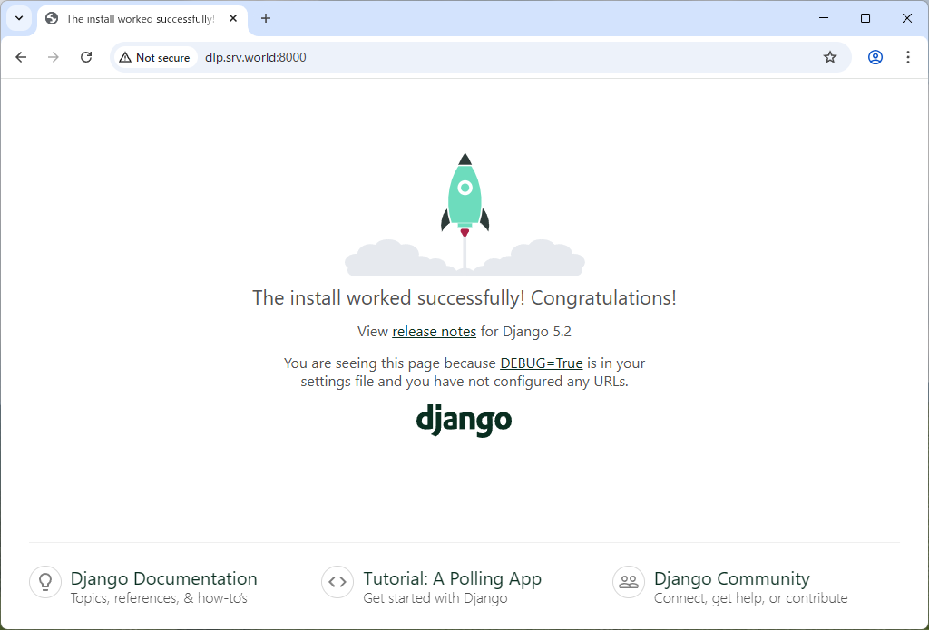 Debian 13 trixie : Django 5 インストール : Server World