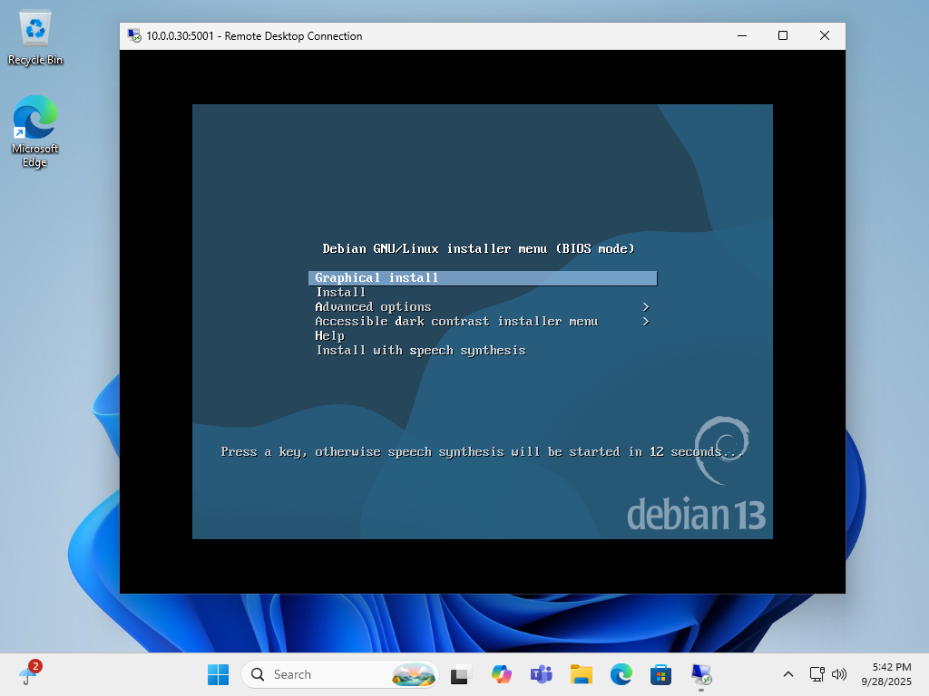 Debian 13 trixie : VirtualBox : 仮想マシンを作成する : Server World