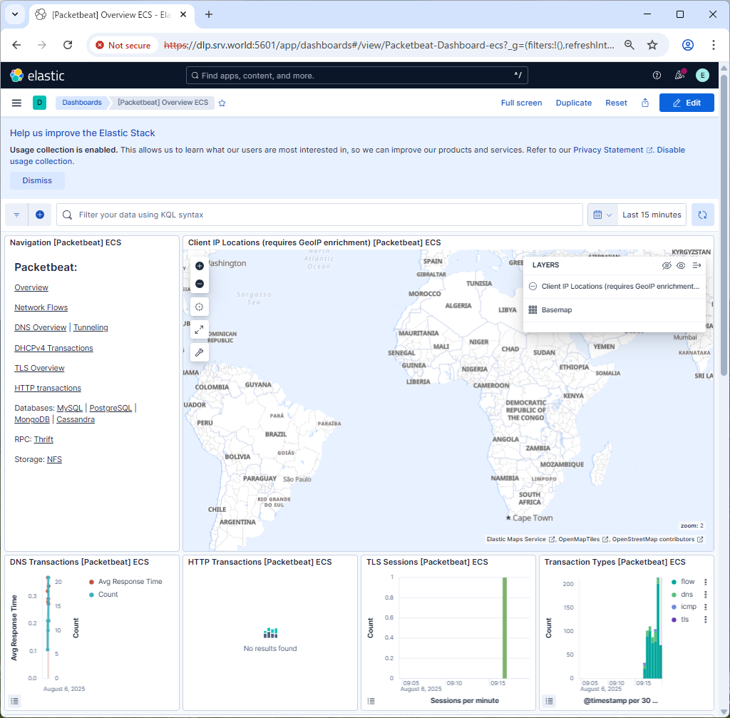 Rocky Linux 10 : Elastic Stack 9 : Packetbeat インストール : Server World
