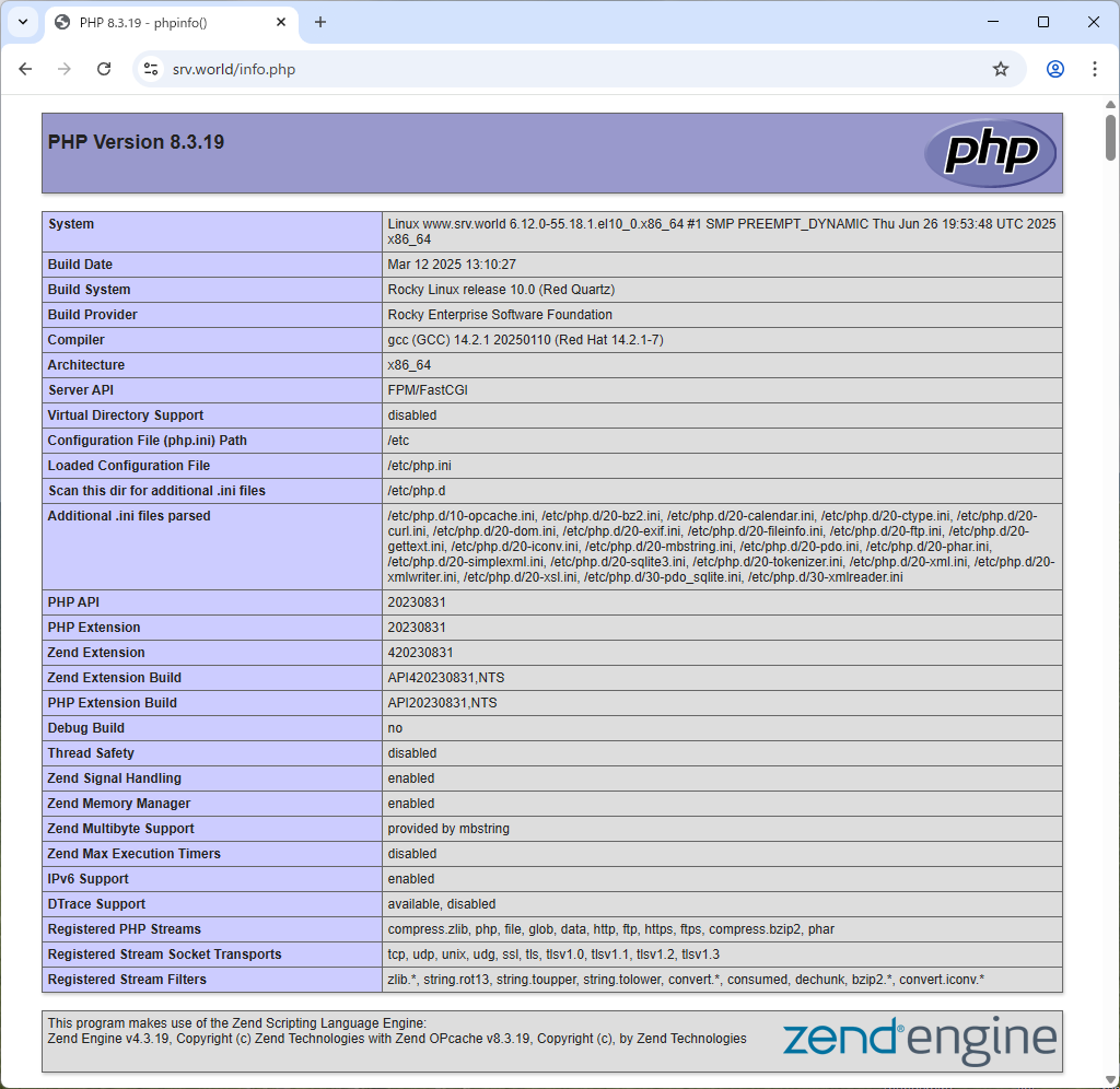 Rocky Linux 10 : Apache httpd : PHP スクリプトを利用する : Server World