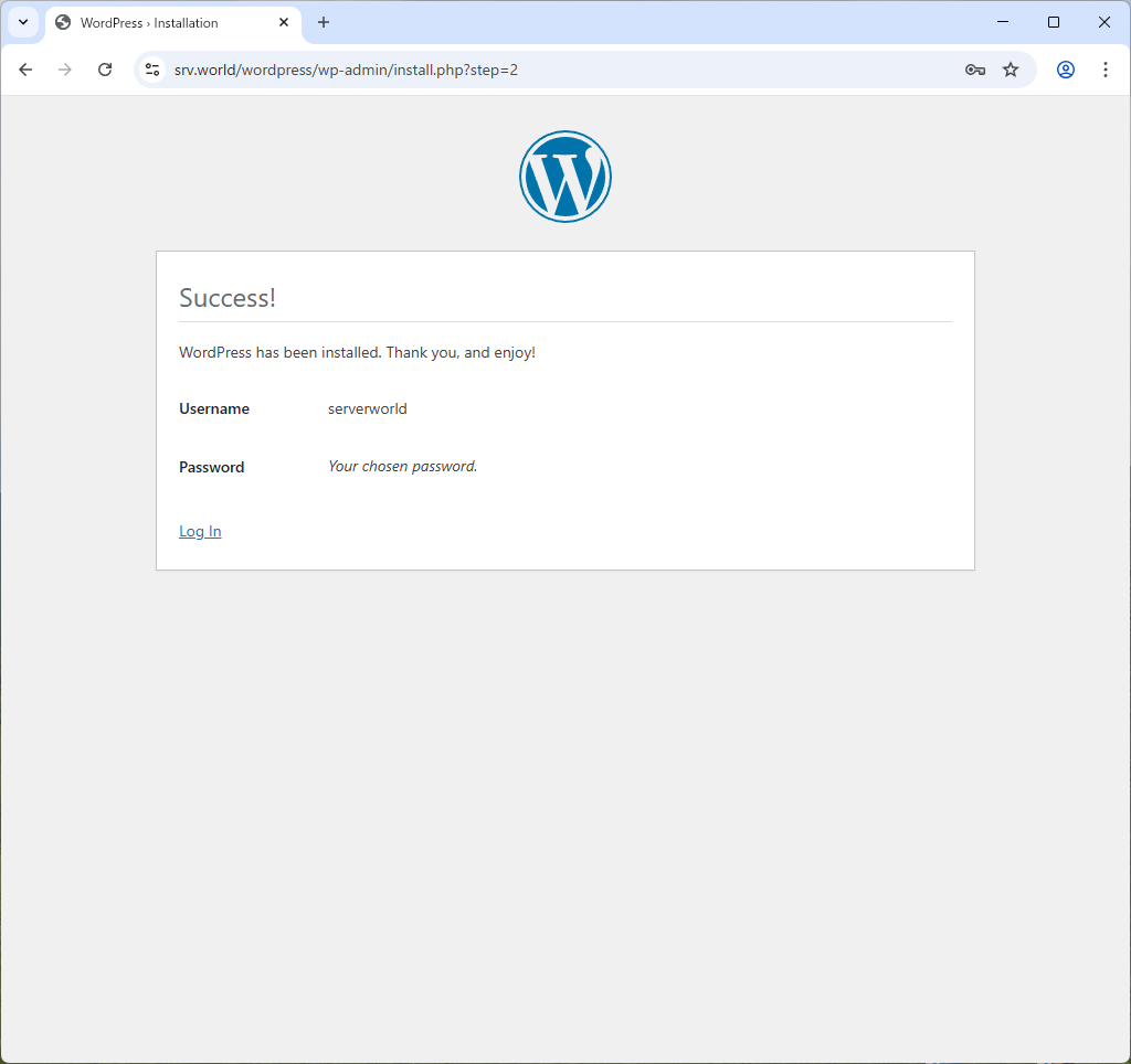 Rocky Linux 10 : Apache httpd : ブログシステム : WordPress : Server World