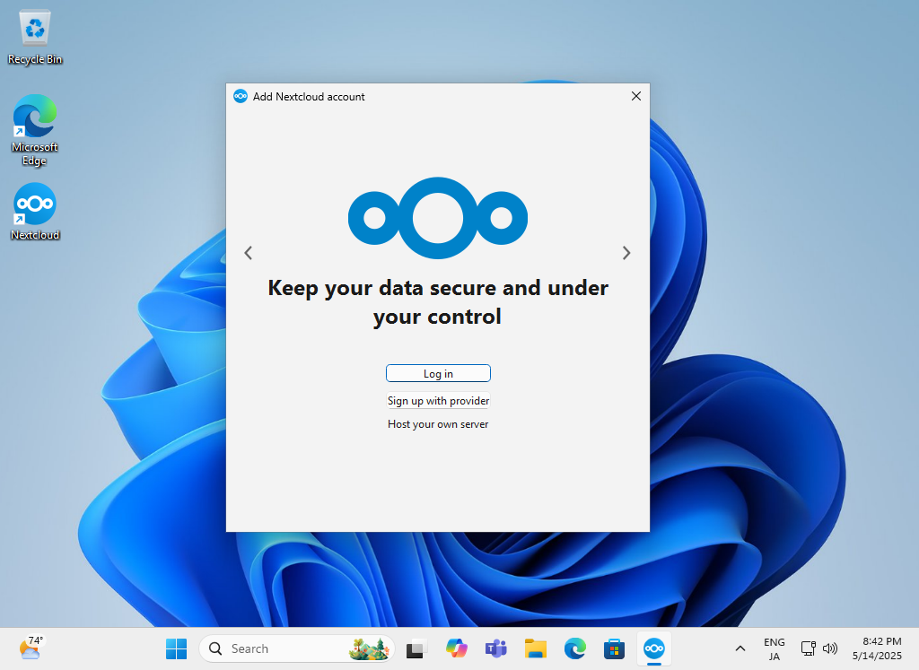 Rocky Linux 10 : NextCloud : デスクトップクライアントからアクセス : Server World