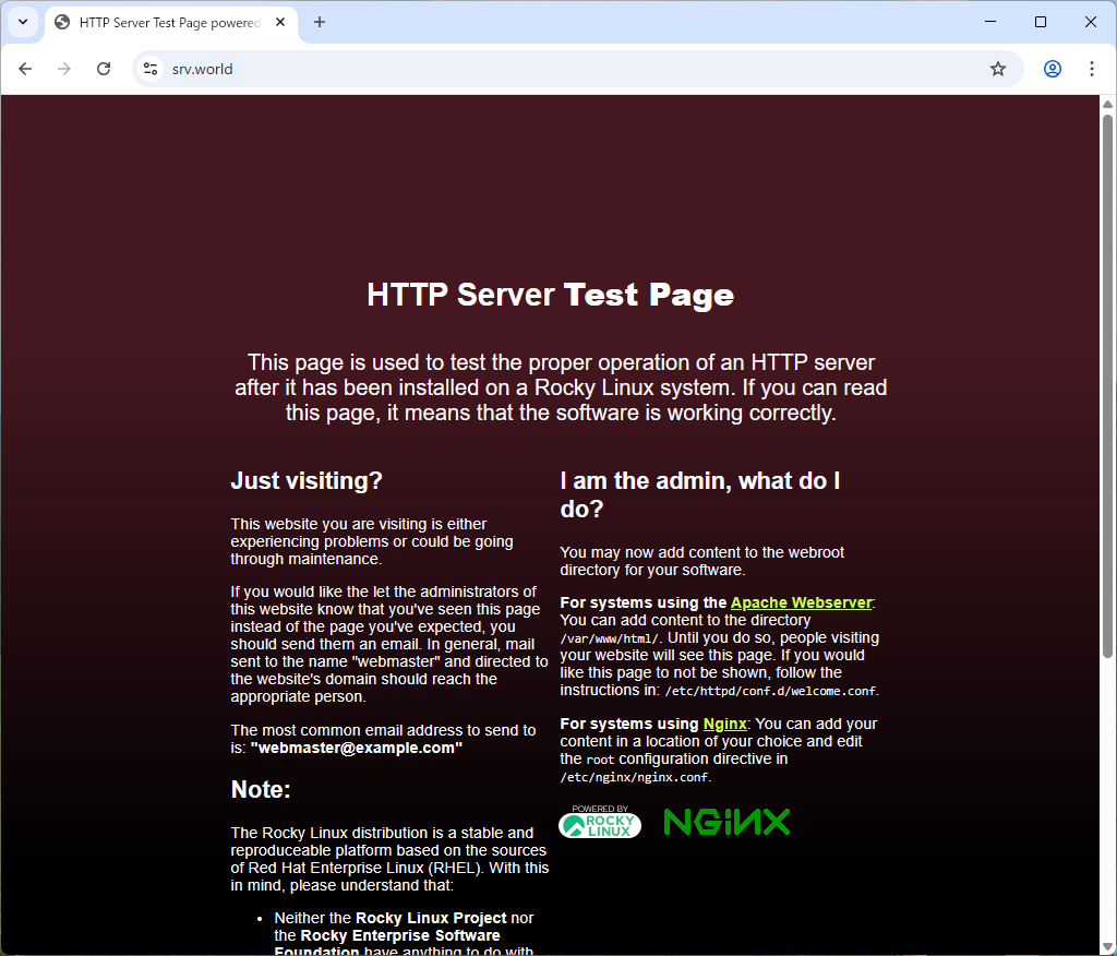 Rocky Linux 10 : Nginx : SSL/TLS の設定 : Server World