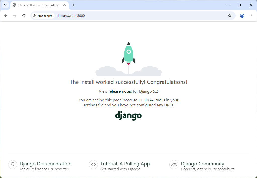 Rocky Linux 10 : Django 5 インストール : Server World
