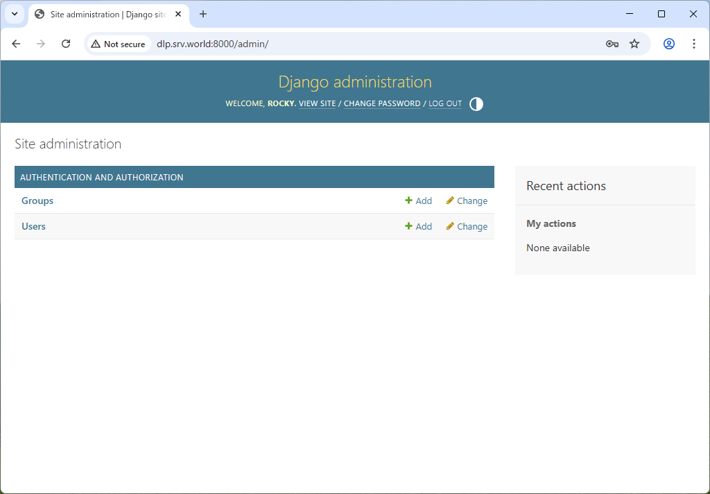 Rocky Linux 10 : Django 5 インストール : Server World