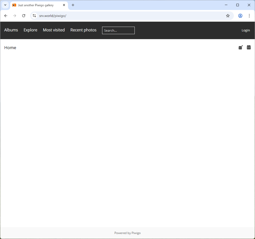 Ubuntu 24.04 : Apache2 : フォトギャラリーシステム : Piwigo : Server World