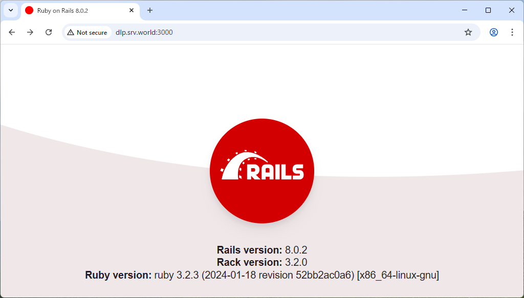 Ubuntu 24.04 : Ruby on Rails 8 インストール : Server World
