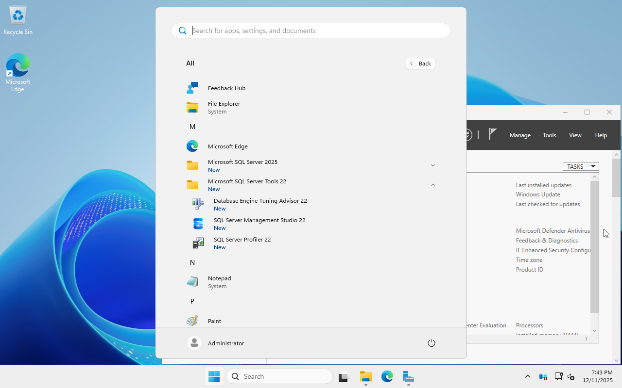Windows Server 2025 : SQL Server 2025 : データベースエンジンに接続 : Server World