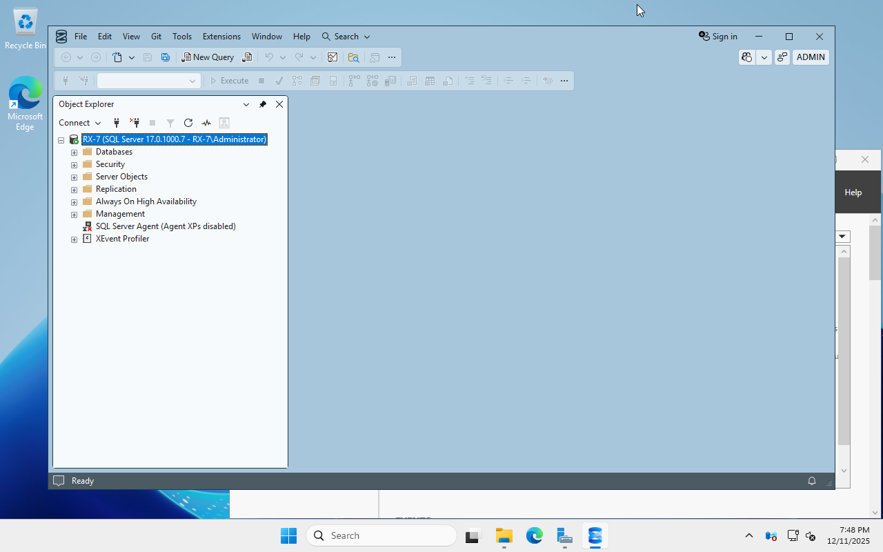 Windows Server 2025 : SQL Server 2025 : データベースエンジンに接続 : Server World