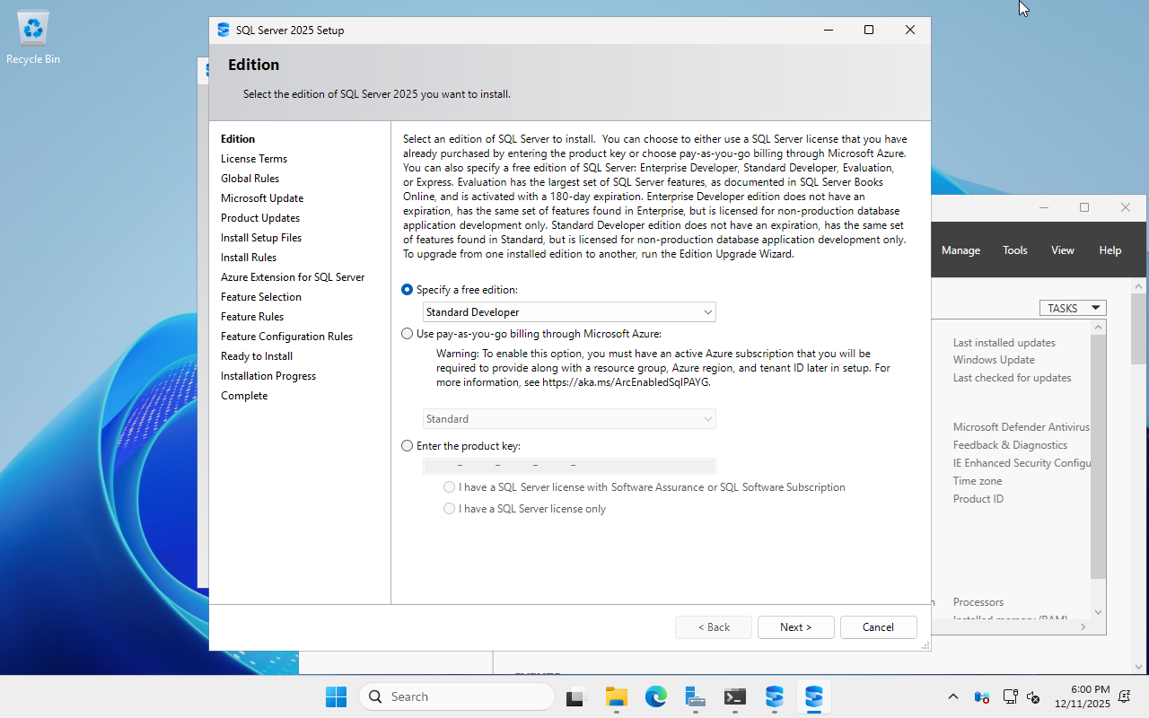 Windows Server 2025 : SQL Server 2025 : インストール : Server World