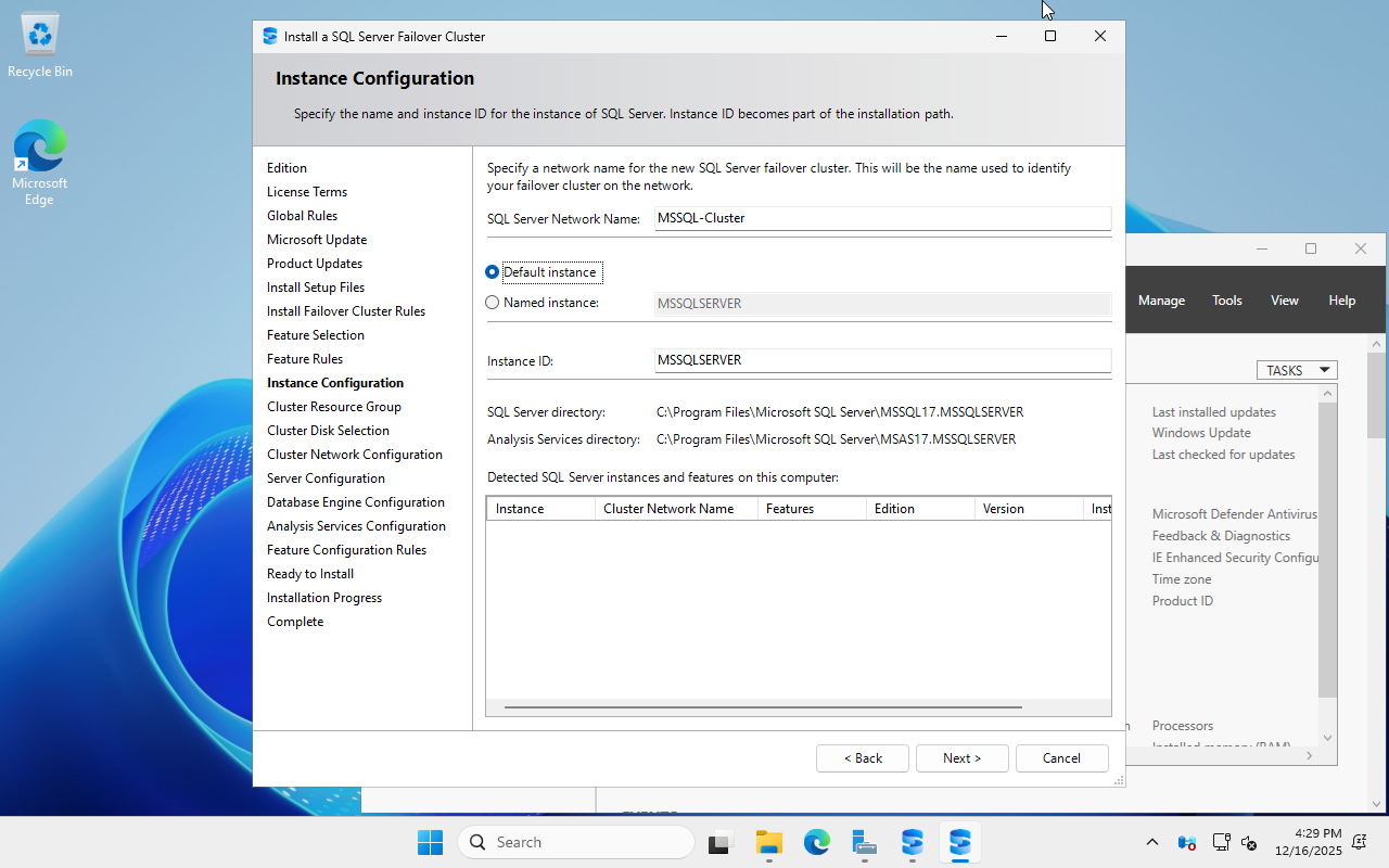 Windows Server 2025 : SQL Server 2025 : Failover Cluster Instance 設定 #1 : Server World