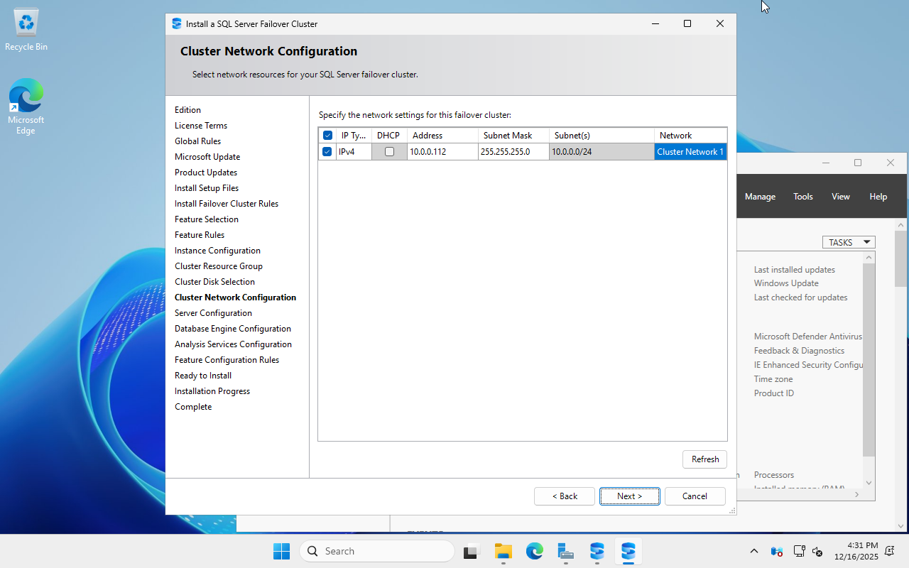 Windows Server 2025 : SQL Server 2025 : Failover Cluster Instance 設定 #1 : Server World