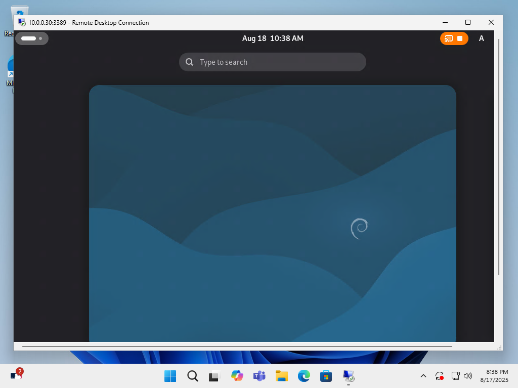Debian 13 trixie : Configure GNOME Remote Desktop : Server World
