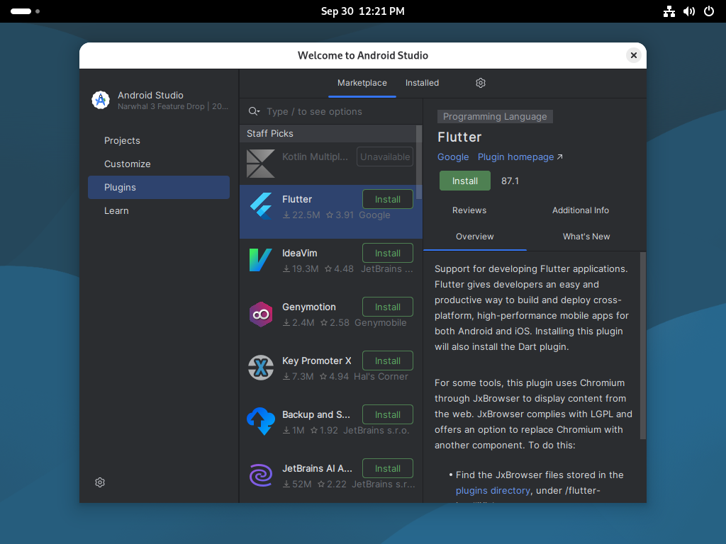 Debian 13 trixie : Install Flutter : Server World