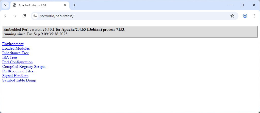 Debian 13 trixie : Apache2 : Configure mod_perl : Server World