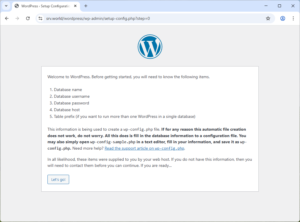 Debian 13 trixie : Apache2 : Blog System : WordPress : Server World