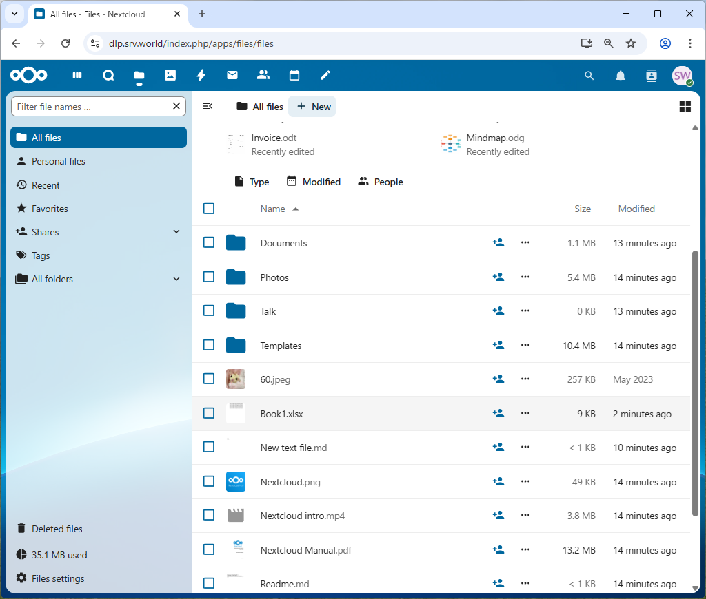 Debian 13 trixie : NextCloud : Use Office Apps : Server World