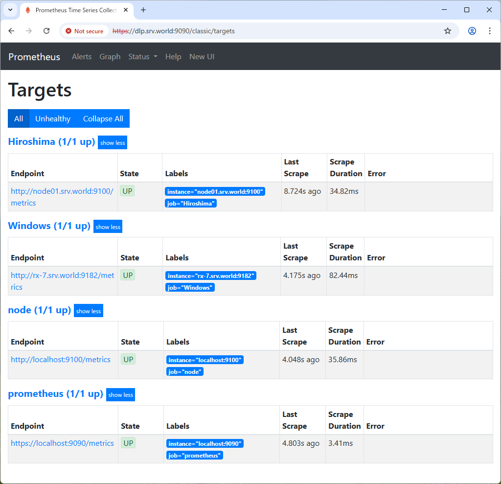 Debian 13 trixie : Prometheus : Add Monitoring Target (Win) : Server World