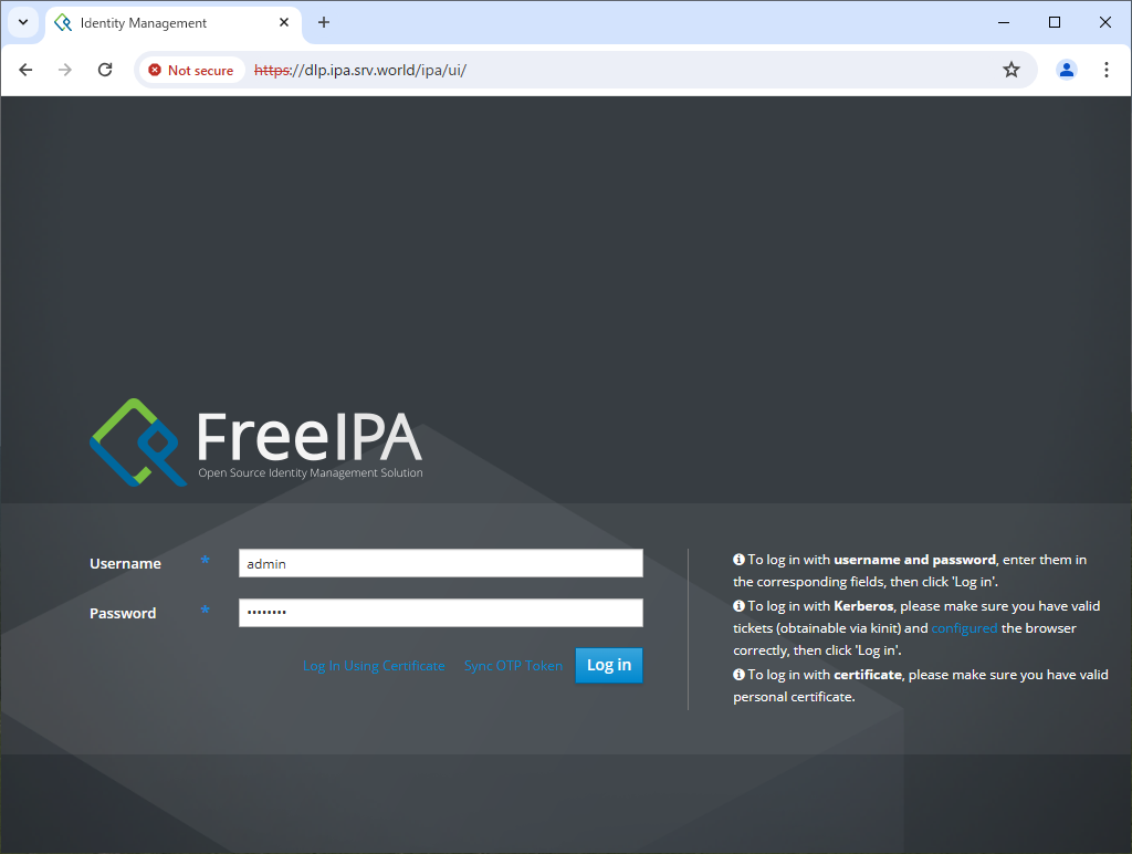 Fedora 40 : FreeIPA : Web Admin Console : Server World