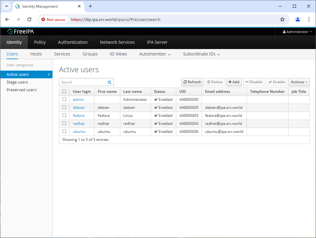 Fedora 40 : FreeIPA : Web Admin Console : Server World