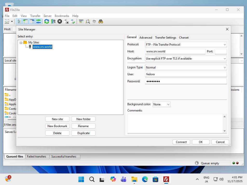 Fedora 43 : ProFTPD over SSL/TLS : Server World