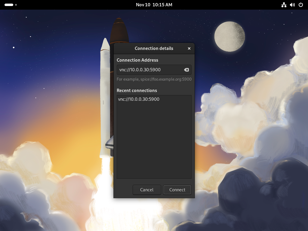 Fedora 43 : KVM : Set VNC Connection (Client) : Server World