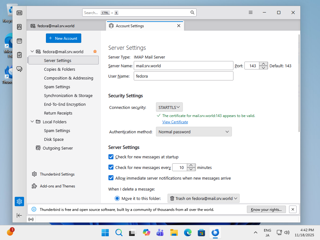 Fedora 43 : SSL/TLS (Postfix & Dovecot) : Server World