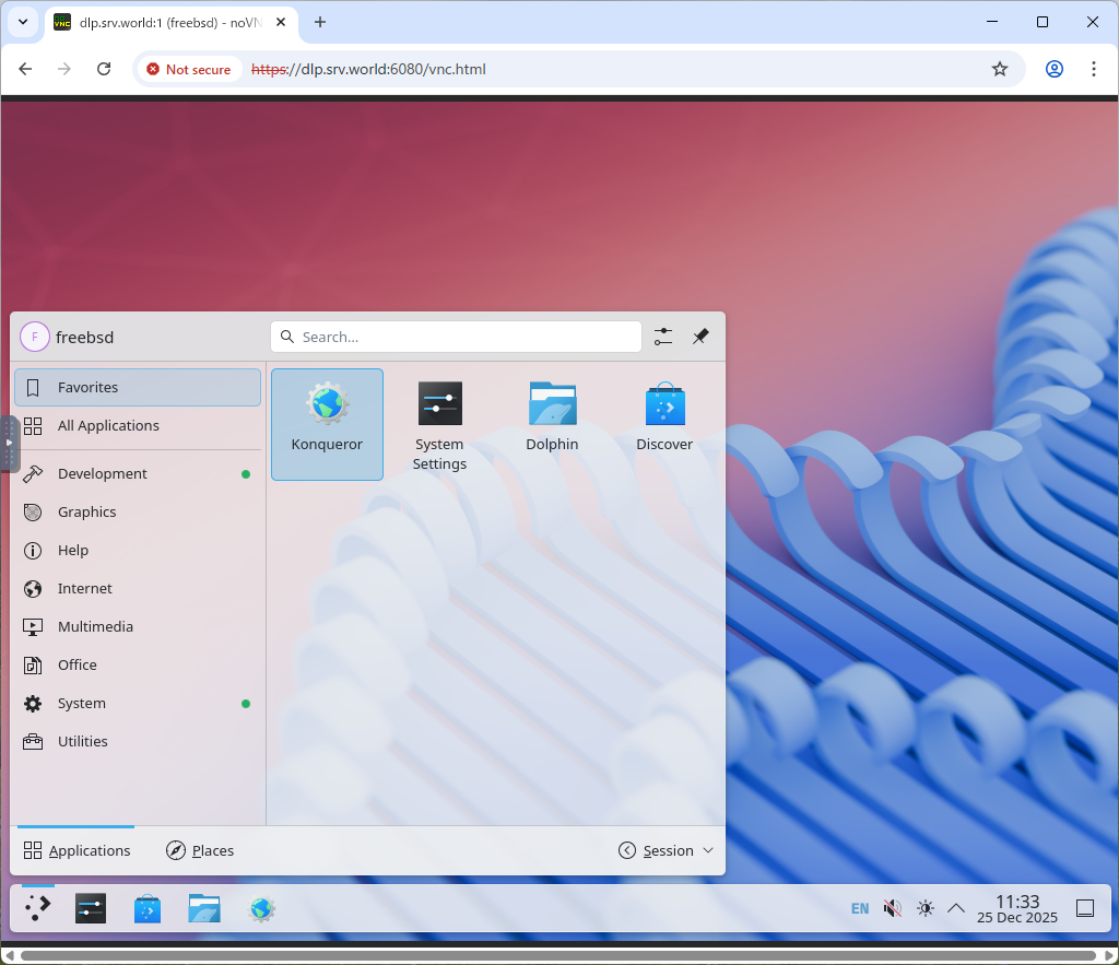 FreeBSD 15 : VNC Client : noVNC : Server World