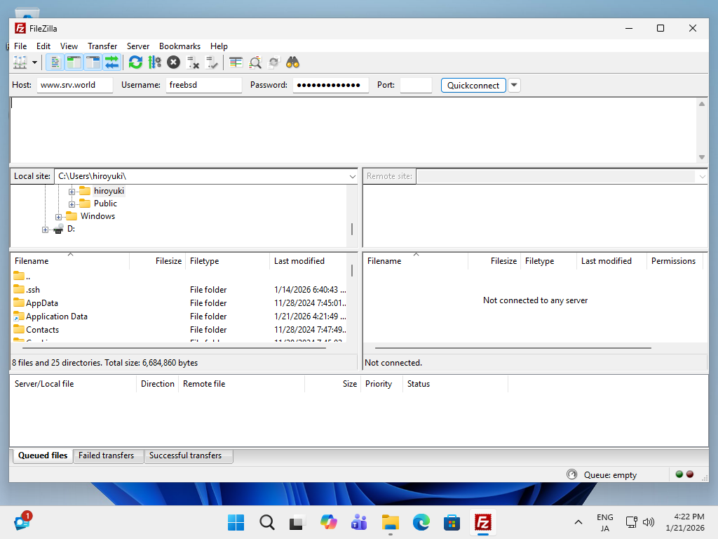 FreeBSD 15 : FTP Client (Windows) : Server World