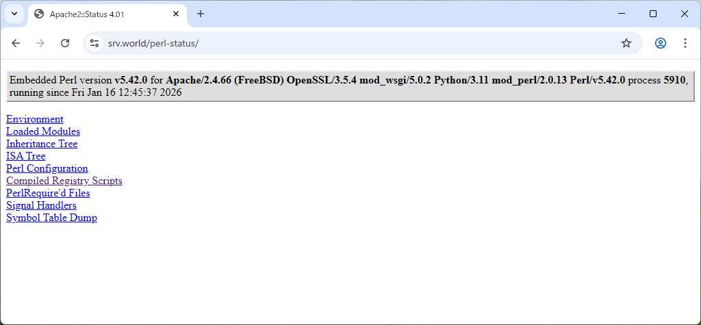FreeBSD 15 : Apache httpd : Configure mod_perl : Server World