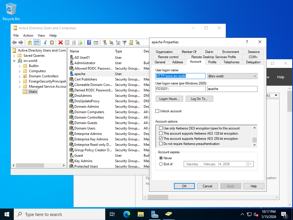 FreeBSD 15 : Apache httpd : GSSAPI Authentication : Server World