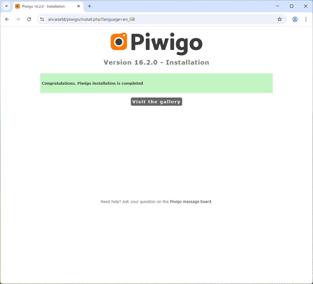 FreeBSD 15 : Apache httpd : Photo Gallery : Piwigo : Server World