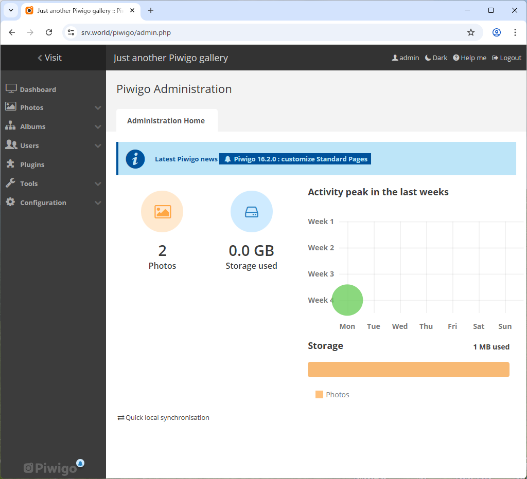 FreeBSD 15 : Apache httpd : Photo Gallery : Piwigo : Server World