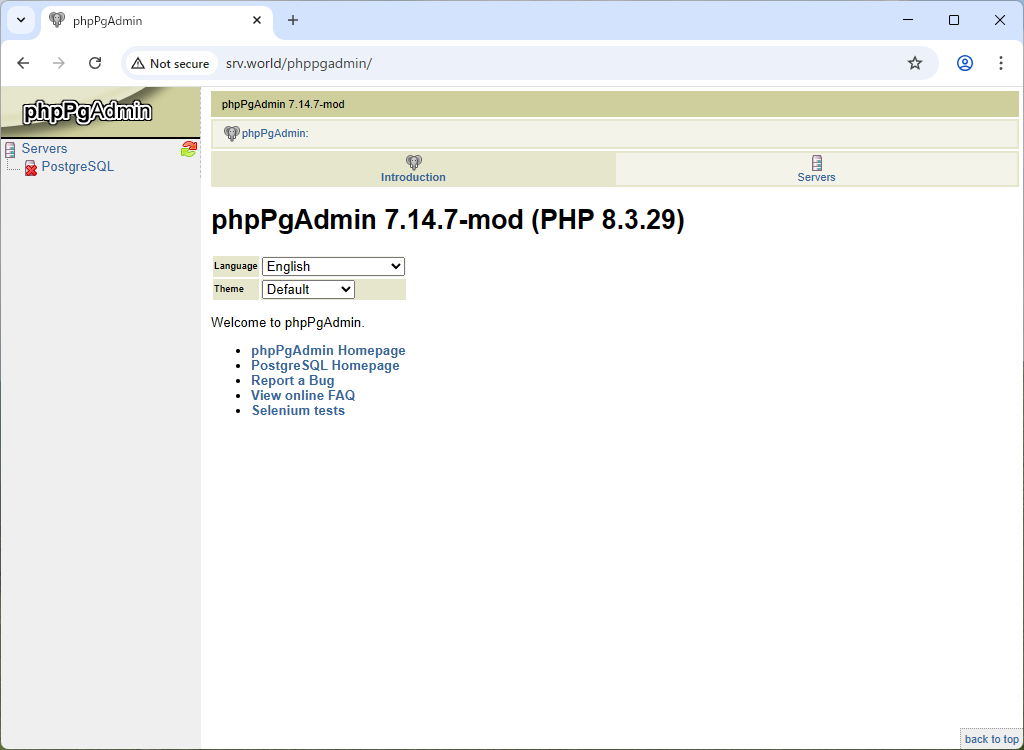 FreeBSD 15 : PostgreSQL 17 : Install phpPgAdmin : Server World