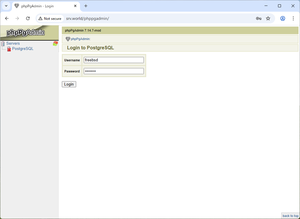 FreeBSD 15 : PostgreSQL 17 : Install phpPgAdmin : Server World