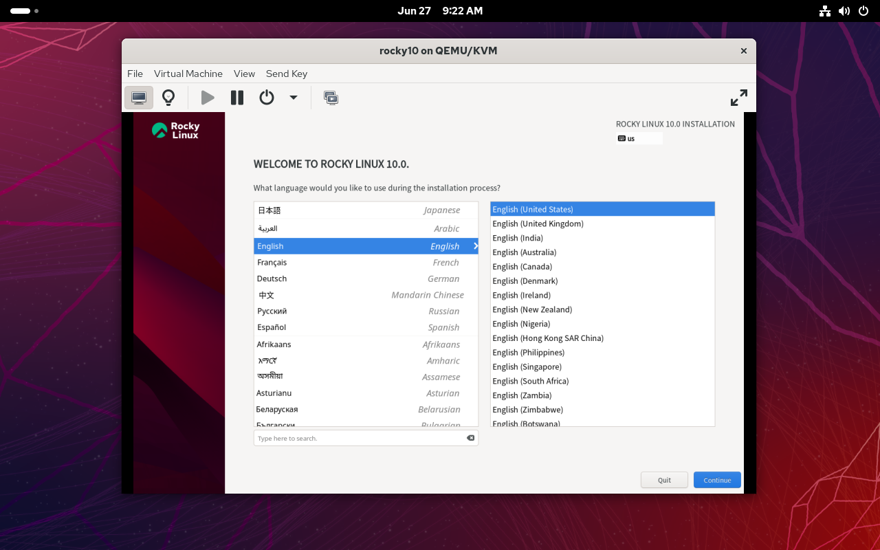 Rocky Linux 10 : KVM : Create Virtual Machine (GUI) : Server World