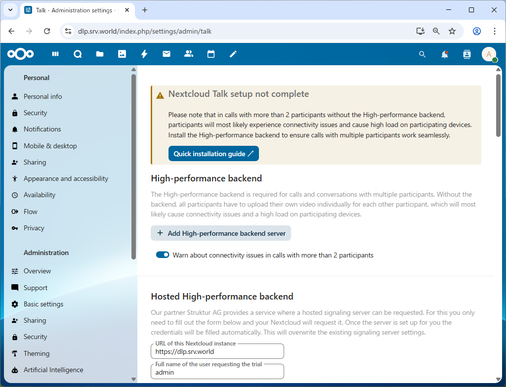 Rocky Linux 10 : NextCloud : Install : Server World