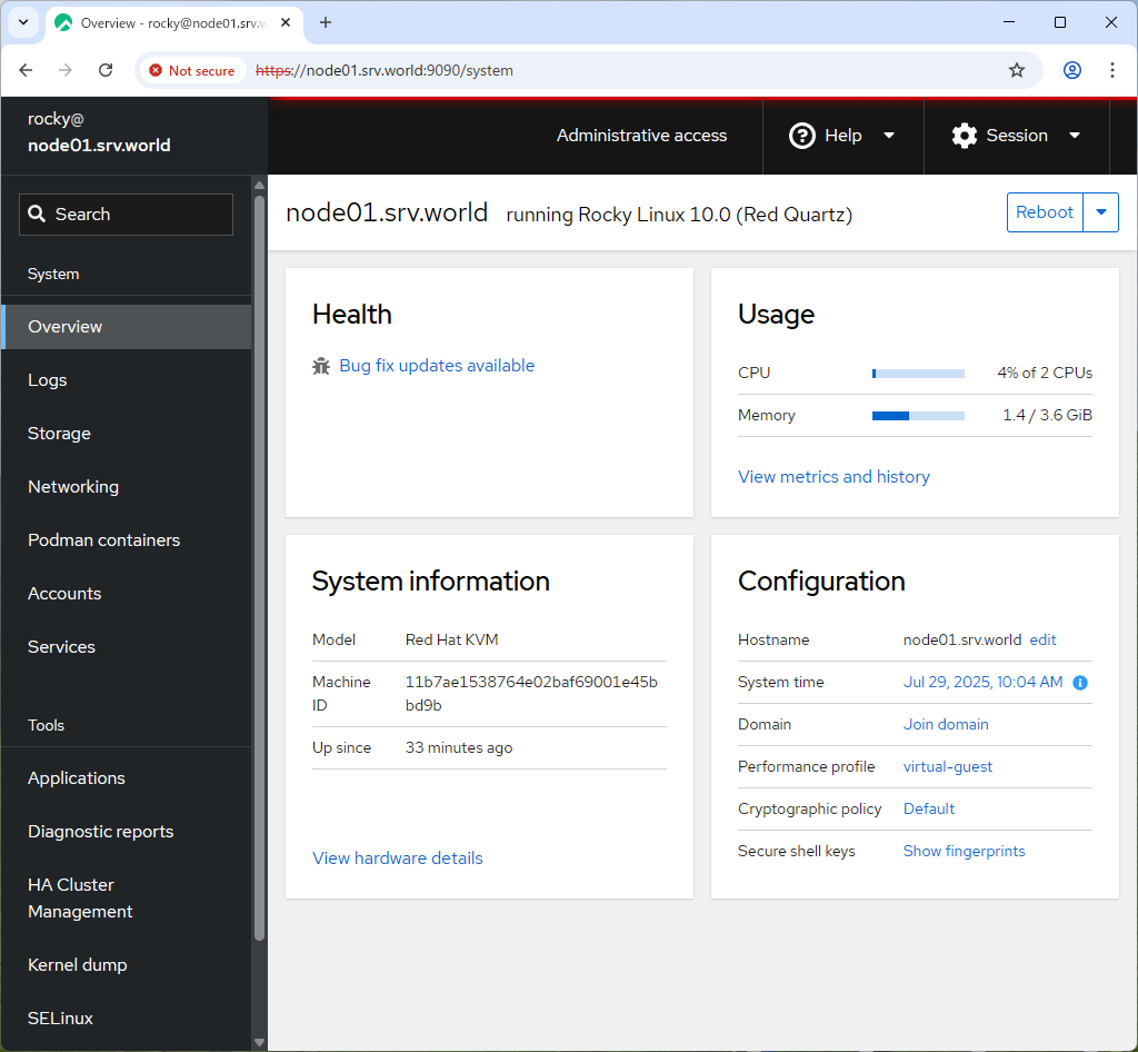 Rocky Linux 10 : Pacemaker : Access to Web GUI : Server World