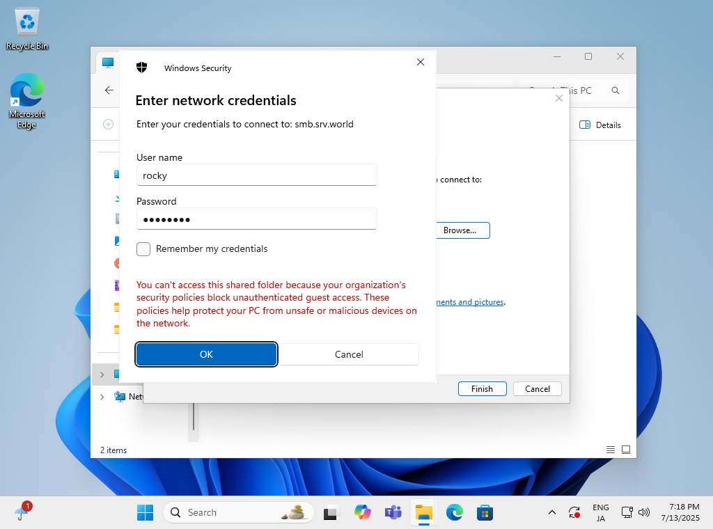 Rocky Linux 10 : Samba : Access from Clients : Server World