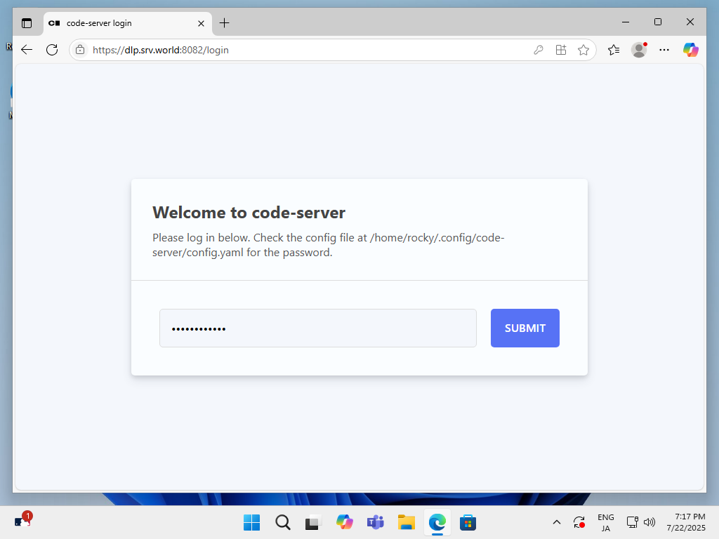 Rocky Linux 10 : Code Server : Install : Server World