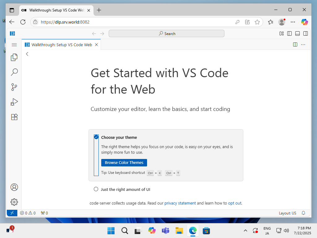 Rocky Linux 10 : Code Server : Install : Server World