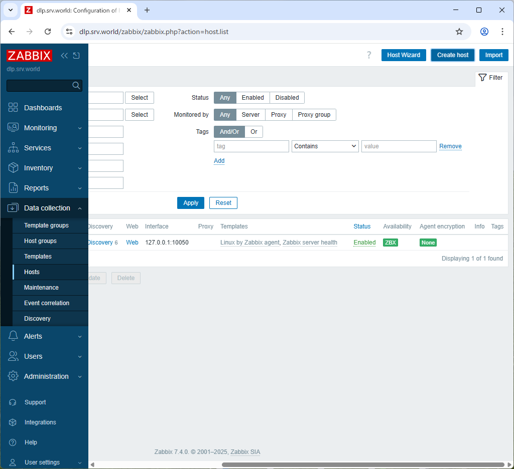 Rocky Linux 10 : Zabbix 7.4 : Add Monitoring Target (Rocky Linux ...