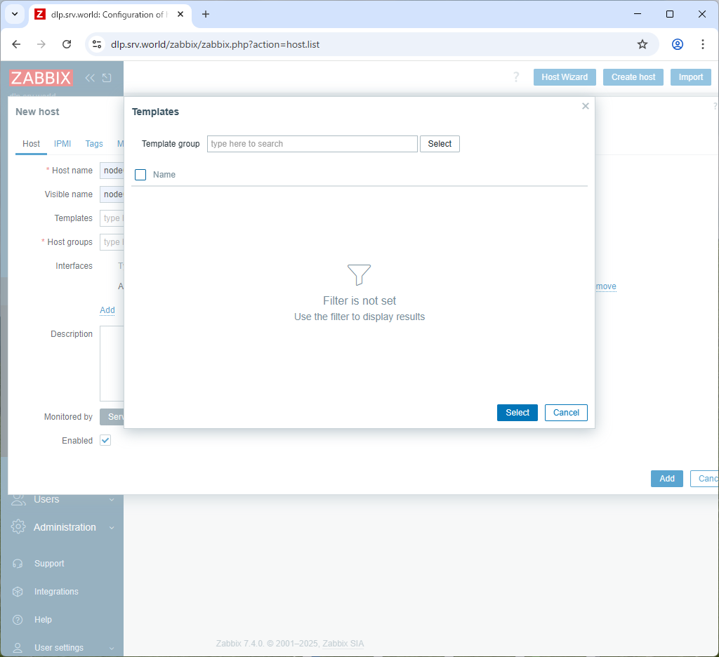Rocky Linux 10 : Zabbix 7.4 : Add Monitoring Target (Rocky Linux) : Server World