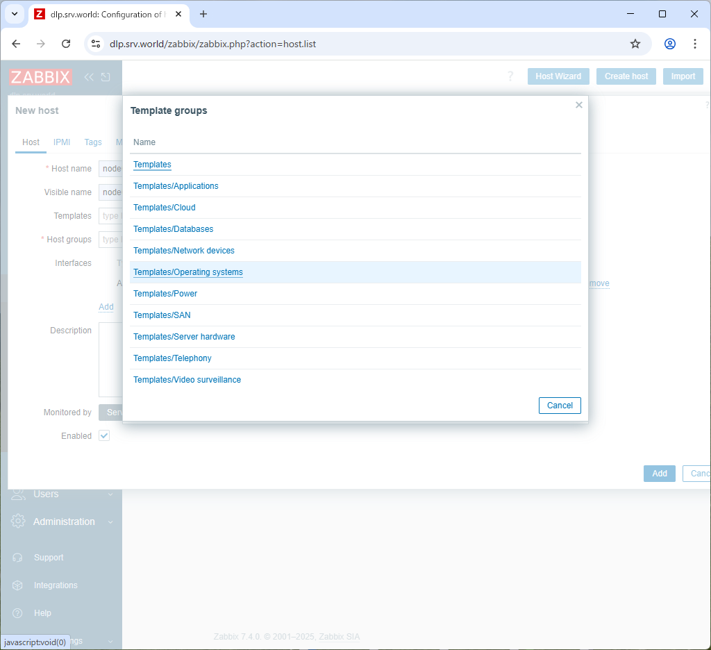 Rocky Linux 10 : Zabbix 7.4 : Add Monitoring Target (Rocky Linux ...