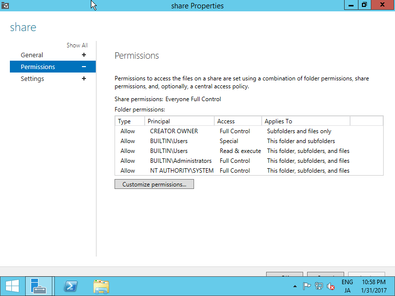 Windows Server 2012 R2 File Server Access Permission Server World