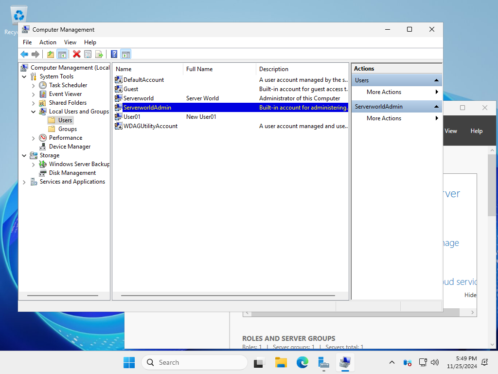 Windows Server 2025 : Initial Settings : Change Admin User Name : Server World