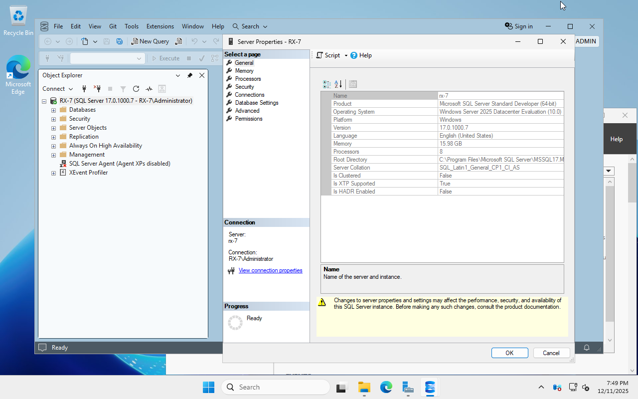 Windows Server 2025 : SQL Server 2025 : Connect to Database Engine : Server World