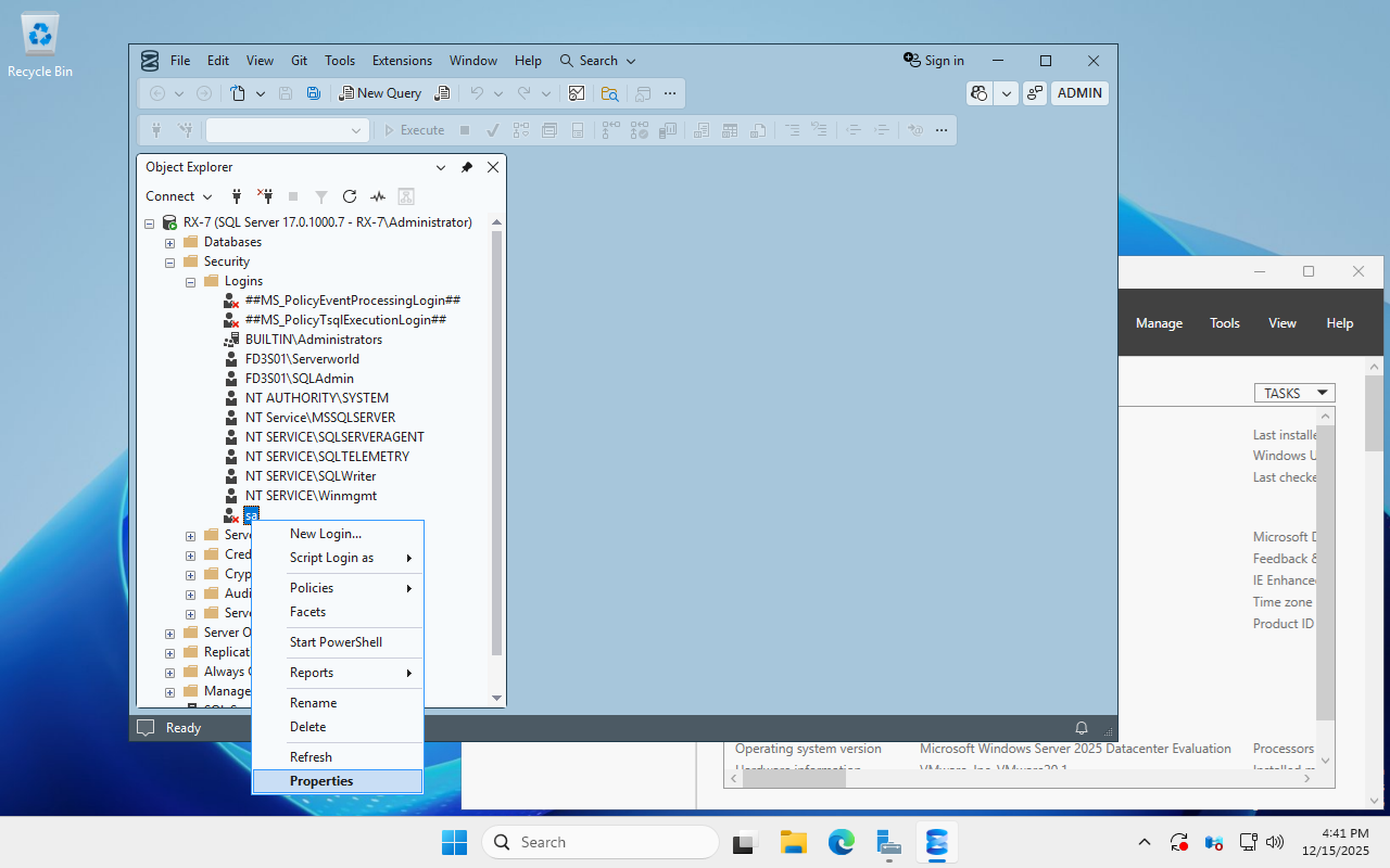 Windows Server 2025 : SQL Server 2025 : Remote connection (SQL Server Auth) : Server World