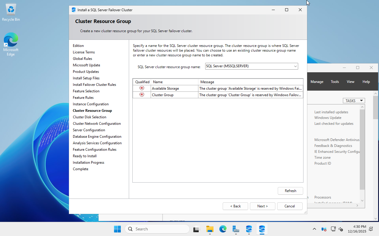 Windows Server 2025 : SQL Server 2025 : Failover Cluster Instance #1 ...